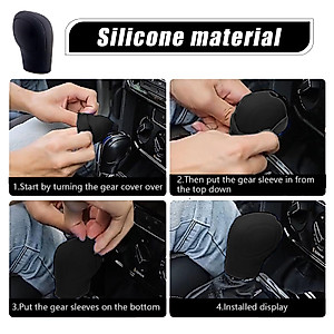 GKmow 2 PCS Car Shift Cover, Environmentally Friendly Silicone Open Anti-Slip Automatic Knob Gear Lever Protective Cover, Universal Decorative Accessories, Suitable for Most Car Models (Black)