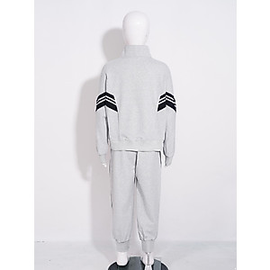 Linjinx Kids Boys Full Zip Jacket Shirt Sweatshirt and Athletic Jogger Pants Set Sweatsuit Tracksuit Grey 7-8 Years