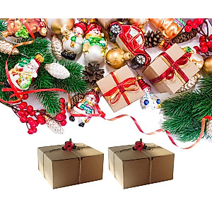 Brown Valentine's Day Gift Boxes 10 Pack 8x8x4 Inches, Paper Gift Box for Gift Packaging, Bridesmaid Proposal Box, Groomsmen Proposal Box, Birthday Party Box- Extra 20M String, 100g Shredded Paper Filler, 20xStickers