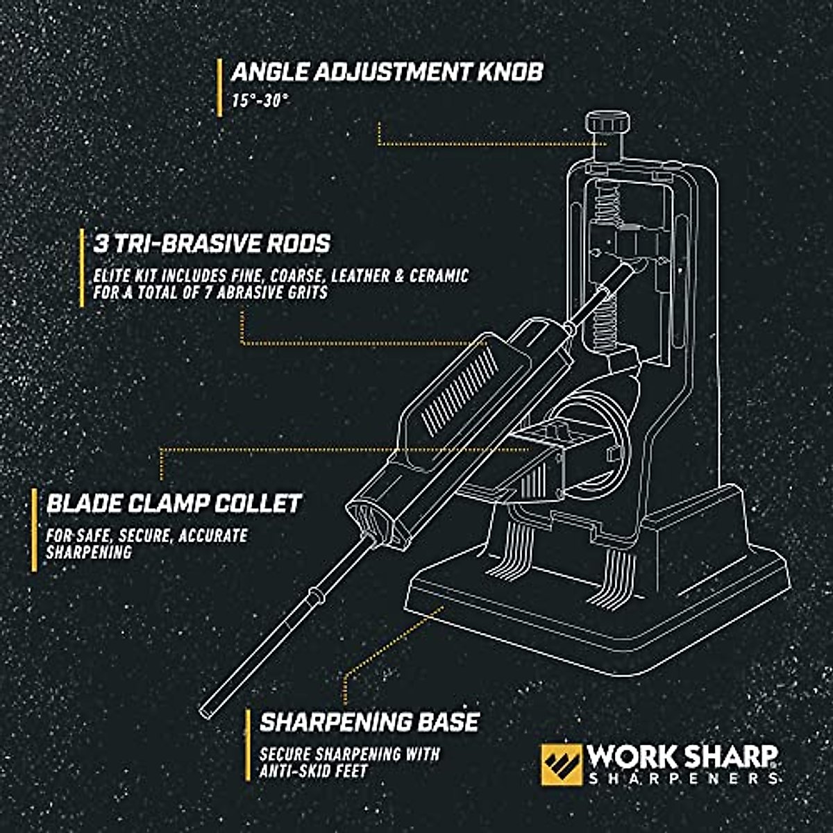 Work Sharp Precision Adjust Elite Knife Sharpener Including Additional Sharpening Stones and Carry Case