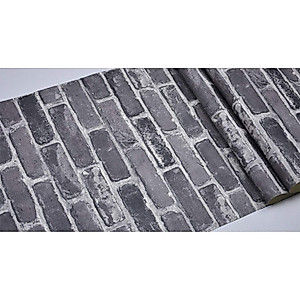 Okydoky Peel and Stick Wallpaper, Grey Brick Wallpaper for Home Decoration, Wallpaper Stick and Peel Backsplash, Vinyl Self Adhesive Wallpaper for House, Workshop & Office, 17.3" x 118", C201-3
