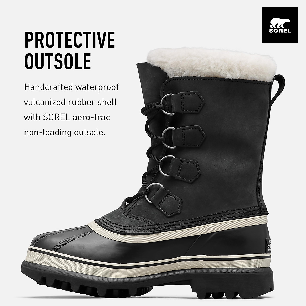 SOREL Women's Caribou Waterproof Boot - Black, Stone - 10