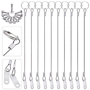 Glarks 20Pcs 11 Inches Lanyard Cable Set Including 10Pcs 304 Stainless Steel Safety Tether Wire with Quick Release Ring and Rubber Coating and 10Pcs Self Drilling Hex Head Screws for Car Boat Fastener