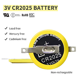EEMB Tabbed CR2025 Batteries 10 Pack 3V 2025 Gameboy Cartridge Battery Solder Tabs Lithium Battery Coin Cell Batteries Color GBC CR2025 3v Lithium Battery Replacement Battery Gameboy Save Battery