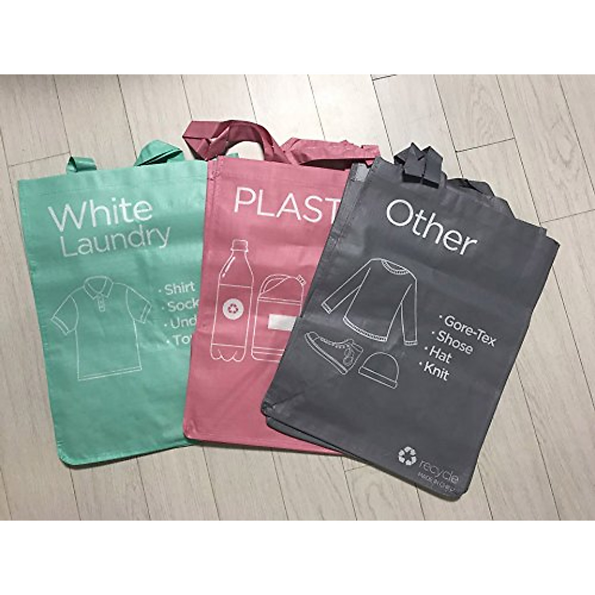 Ribens Recycle Bag Separate Recycle Bin Waterproof Waste Baskets Compartment Container Separate Recycling Bins Multipurpose Separator Box Set Front Recycle Separate Back Laundry Separate