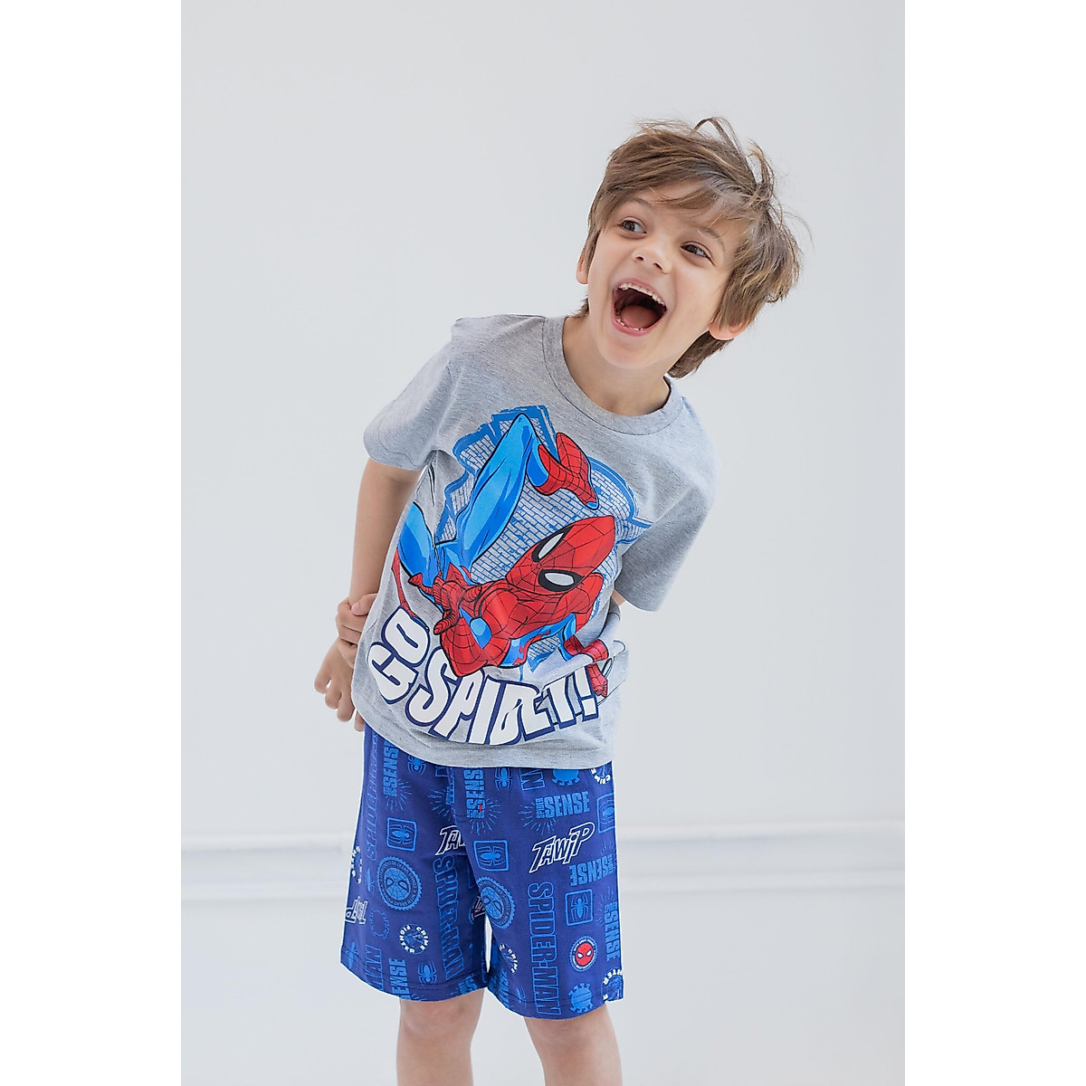 Marvel Spider-Man Toddler Boys T-Shirt and Shorts Outfit Set Gray/Blue 4T
