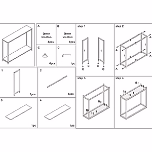AZL1 Life Concept 47" Console, Entry Shelf,Sofa Side Table for Entryway Living Room,Industrial Home Furniture Vintage, Light oak