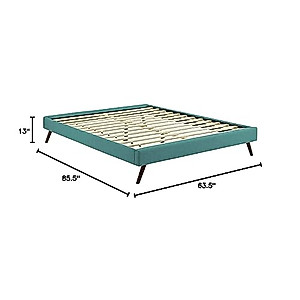 Modway Loryn Upholstered Queen Platform Bed Frame with Wood Slat Support in Teal