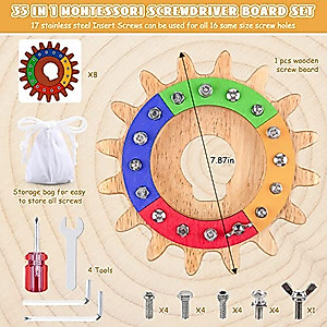Devolamn Toddler Toys, Wooden Toys, Montessori Toys for 3 4 5, 35 in 1 Wooden Montessori Screwdriver Board Set, Learning Sensory Bin Toys Preschool Toys, Fine Motor Skills Toys (20CM)
