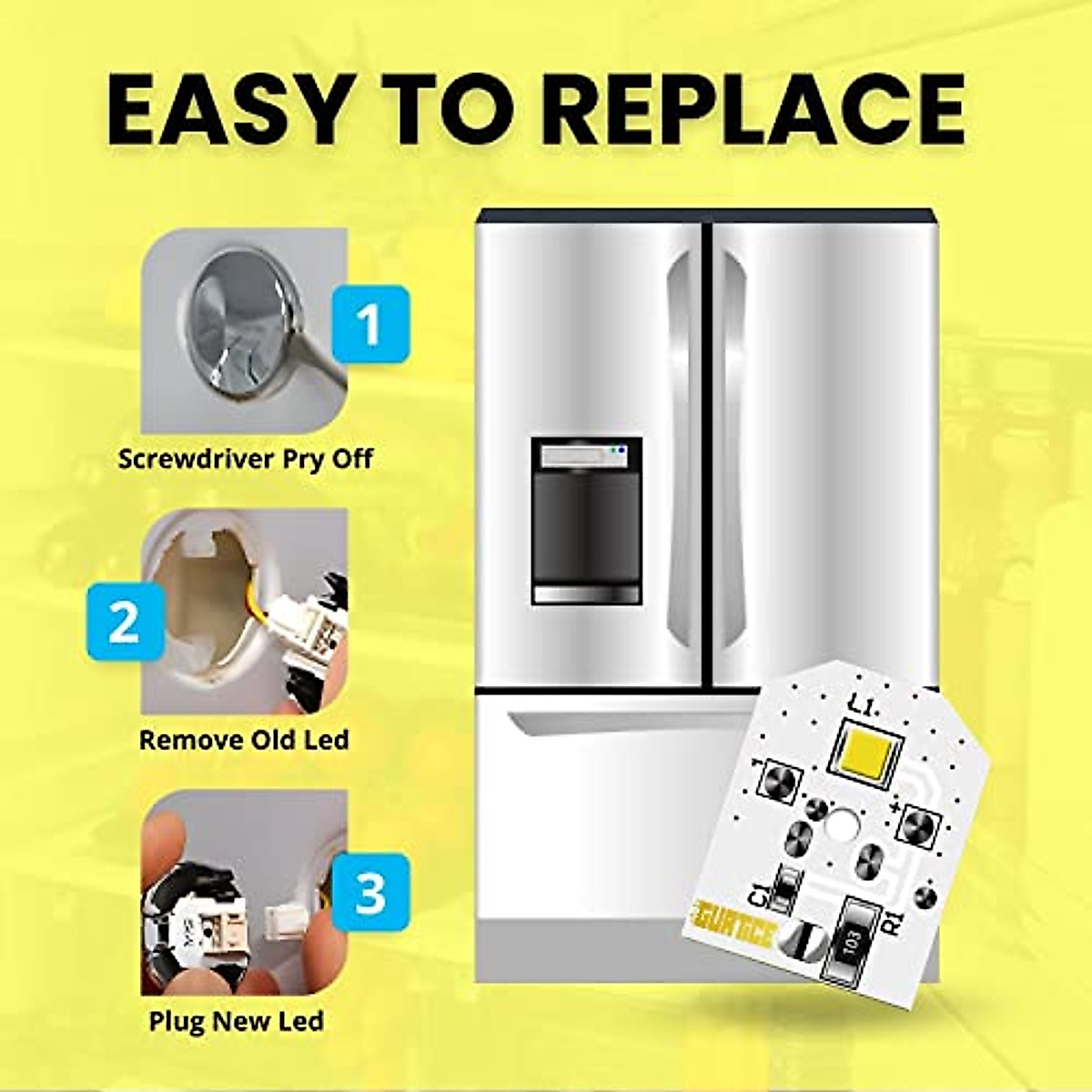 Gurtice New Upgraded 5 Pack WR55X11132 WR55X25754 LED Light for GE Refrigerator Replace WR55X30602 WR55X26486 PS4704284 3033142 EAP12172918 AP6261806