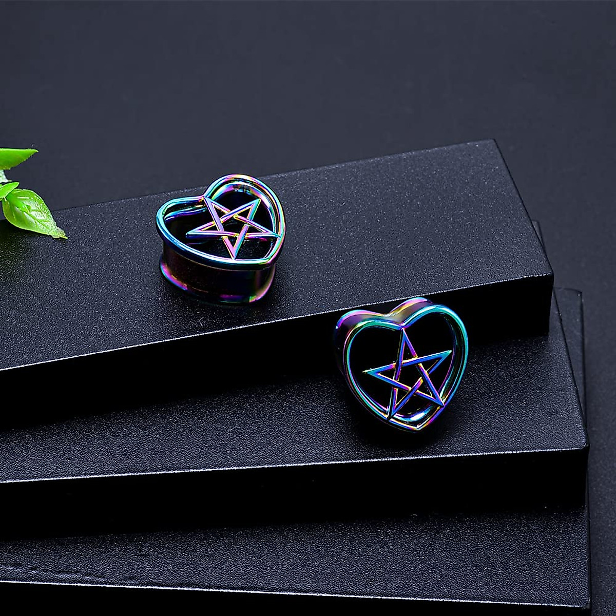COOEAR 1 Pair Stainless Steel Gauges For Ears Double Flared Piercing Tunnels Notched Plugs Stretchers 0g to 1 Inch.
