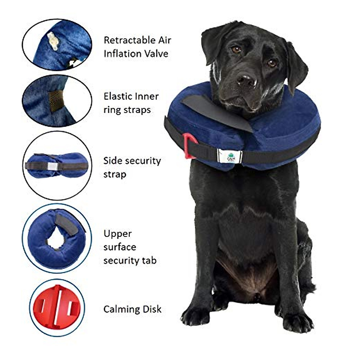 Calm Paws Behavior Support Protective Inflatable Collar Large w/Dog Calming Disc