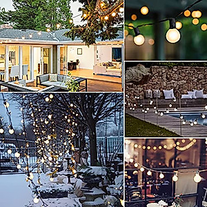 Pallerina 25Ft Frosted White String Lights with 27 G40 Globe Light Bulbs, Frosted Outdoor String Lights for Backyard Porch Balcony Party Wedding Umbrella, G40 5 Watt Bulbs E12 Base- Black Wire