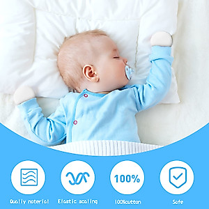 12 Pairs Newborn Baby Mittens,Unisex-Baby No Scratch Mittens,100% Cotton White Mittens for Baby 0-6 Months