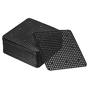 M METERXITY 20 Pack Plant Pot Hole Mesh Pads - Square Rigid Bonsai Flowerpot Drainage Grid Screen Apply to Outdoor/Garden (10cm/4 Inch, Black)