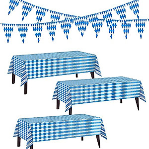 Oktoberfest Decorations Kit Octoberfest Party Supplies for Oktoberfest Decor Oktoberfest German Party Decorations, Includes 3Pcs Oktoberfest Bavarian Tablecloth Oktoberfest Bavarian Pennant Banner