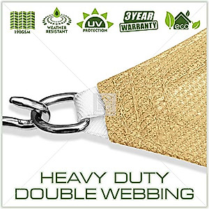 ColourTree CTAPT22 Custom Size Order to Make 11' x 13' x 17' Sand Beige Right Triangle Sun Shade Sail Canopy Mesh Fabric UV Block - Commercial Heavy Duty - 190 GSM - 3 Years Warranty