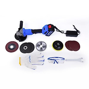 Cordless Angle Grinder,21V,Brushless Motor,10000 RPM, with 3.0Ah Lithium Battery, Charger,Cutting and Grinding Wheels,Flap Disc