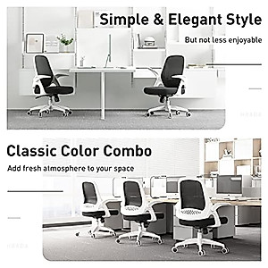 Hbada Home Office Chair Work Desk Chair Comfort Ergonomic Swivel Computer Chair with Flip-up Arms and Adjustable Height, White