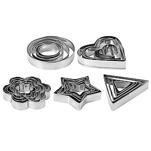 5 Set Cookie Cutters Set, Stainless Steel Pastry Fruit DIY Mold Star Roundcookie Cutters Set for Kitchen Baking Mold Tool