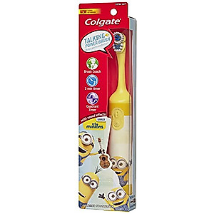 Colgate Battery Powered Kids Interactive Talking Toothbrush, Minions (Colors Vary)