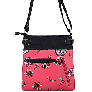 Sugar Skull Day of the Dead Cross Body Handbags Concealed Carry Purses Country Women Single Shoulder Bags (Fuchsia)