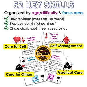 52 Essential Life Skills: No-Excuses Game to Teach Kids, Teens & Adults How To Care for Self & Chores, Practical Solution by Harvard Educator for Responsible Boys, Confident Girls, Happy Family