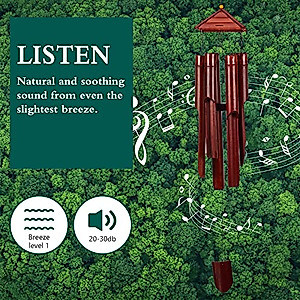 Bamboo Wind Chimes, 41" Outdoor Wood Wooden Wind Chimes with Melody Deep Tone, Classic Zen Garden Décor for Patio and Home, Dark Brown Finish and Natural Sound Ideal for Enhancing Any Outdoor Space