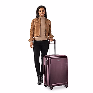 Briggs & Riley Sympatico Hardside Medium Spinner Luggage, Plum, 27-Inch Checked