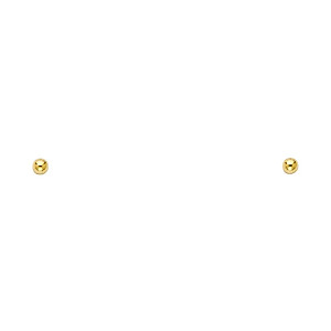 Wellingsale 14K Yellow Gold Polished 2MM Ball Stud Earrings With Screw Back