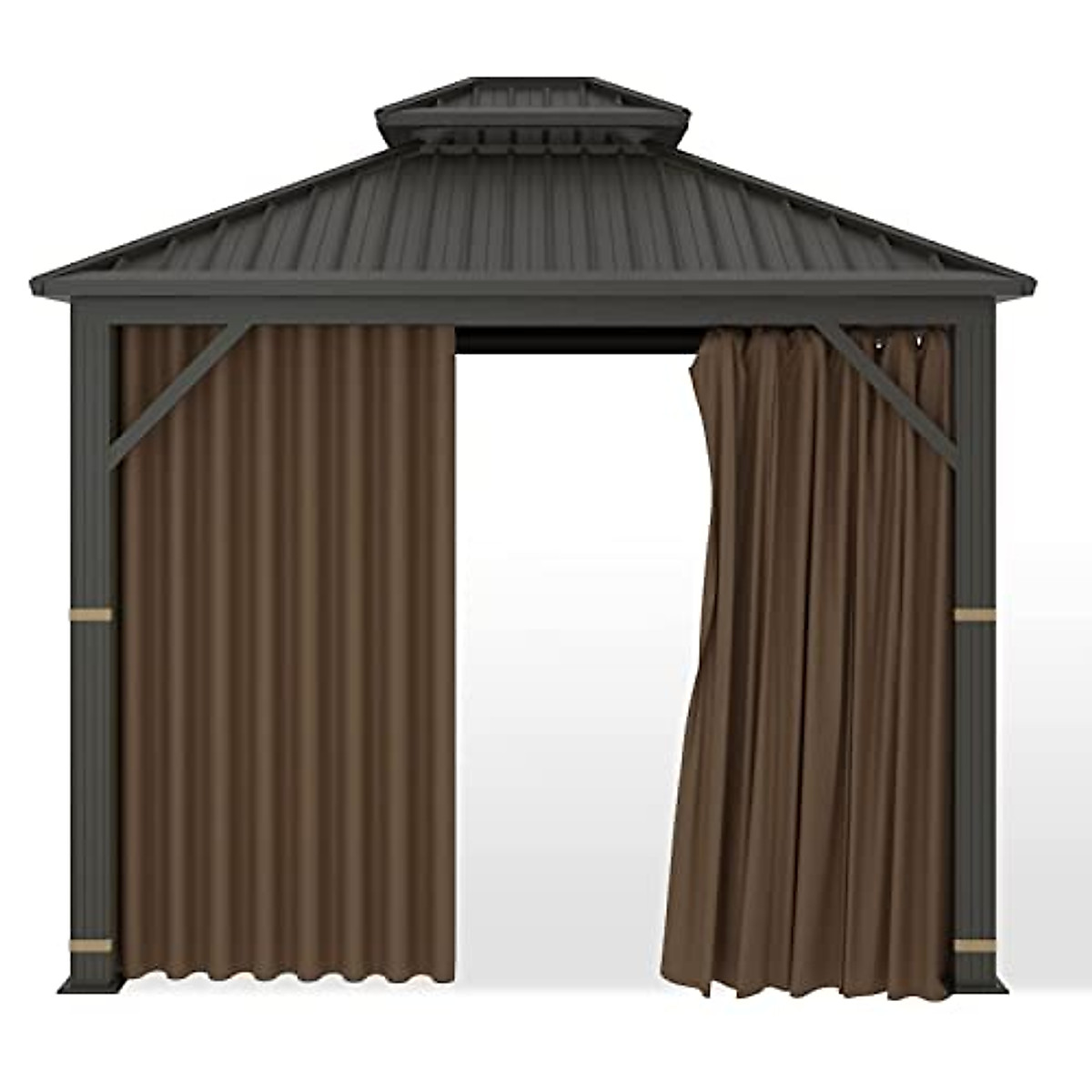 Gazebo Universal Replacement Privacy Curtain – Hugline 10' x 12' Gazebo Side Wall Outdoor Privacy Panel with Zipper (Brown)