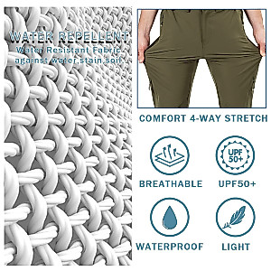 Postropaky Mens Hiking Quick Dry Lightweight Waterproof Fishing Pants Outdoor Travel Climbing Stretch Pants(Green38x32)