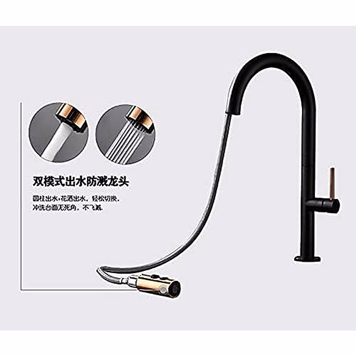 Kitchen & Bath Fixtures Taps Faucet,Electroplating Pull Faucet Kitchen Sink Sink Hot and Cold Water Mixer Wholesale, Black,Black