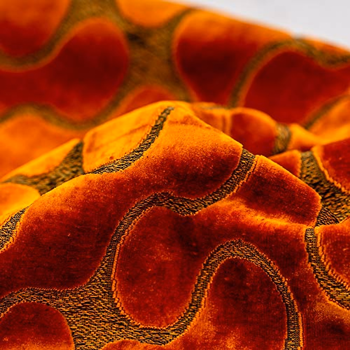 Yangest Burnt Orange Velvet Wave Lumbar Throw Pillow Cover Wavy Line Luxury Cushion Case Modern Zippered Rectangular Pillowcase for Sofa Couch Bedroom Living Room Home Decorative, 12x20 Inch