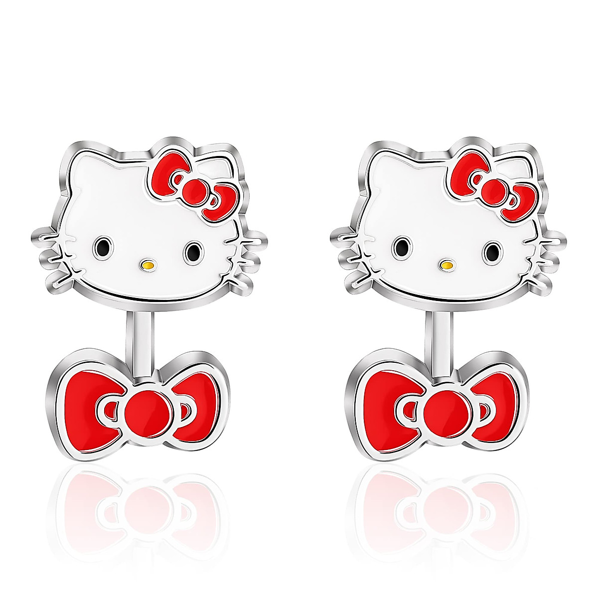 Sanrio Hello Kitty Girls Front Back Stud Earrings - Enamel Hello Kitty Earrings Officially Licensed