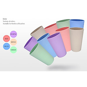 DLF.DONGLINFENG Wheat Straw Unbreakable Cup (17 Ounces) And (20 Ounces)-Reusable Drinking Cup Plastic Cup 10 Piece Set-Colorful-Dishwasher Safe-Bpa Free…