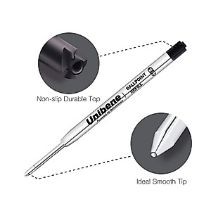 Unibene Parker Compatible Ballpoint Refills 12 Pack,1.0mm Medium Point-6 Black&6 Blue, Smooth Writing Replaceable German Ink Tactical Pen Refills for Parker Ballpoint/UZI Pen