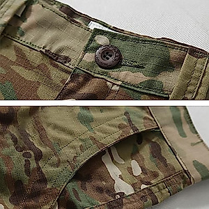 AKARMY Men's Ripstop Wild Cargo Pants, Relaxed Fit Hiking Pants, Army Camo Combat Casual Work Pants with 8 Pockets(No Belt) 3355 CP Camo 34