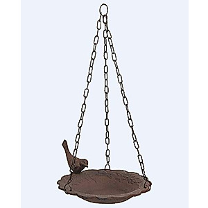 Hanging Birdbath Feeder Cast Iron Patio Garden Yard