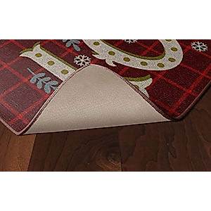 Brumlow MILLS Christmas Joy Washable Festive Slogan Print Indoor or Outdoor Holiday Rug for Living or Dining Room, Bedroom Carpet and Kitchen Runner Rug, 20" x 34", Burgundy