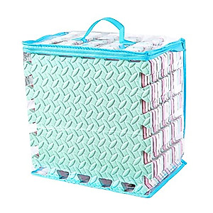 Tamiplay 16 Tiles Foam Play Mat, 0.4 Inch Thicked Interlocking Floor Mats with Solid Colors, Squares Baby Play Mat, EVA Foam Puzzle Floor Mat Foam Mats for Kids, Baby, Toddlers(White/Pink/Bean Green)