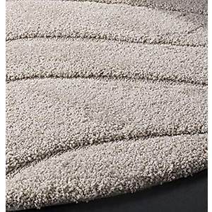 SAFAVIEH Florida Shag Collection 4' Round Cream / Cream SG472 Abstract Wave Non-Shedding Living Room Bedroom Dining Room Entryway Plush 1.2-inch Thick Area Rug