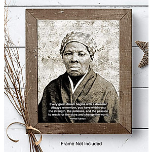 Black African American Civil Rights Wall Art Print - Harriet Tubman Motivational Quote Home Decor or Office Decoration - Inspirational Gift for Entrepreneur, Classroom, Teacher - 8x10 Photo Poster