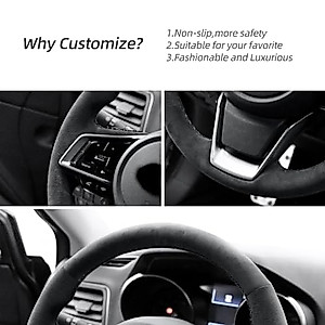 Alfanxi Hand Stitch Sewing Italy Alcantara Car Steering Wheel Cover Wrap for Subaru Ascent/Crosstrek/Forester/Impreza/Legacy/Outback/WRX (No Stripes)