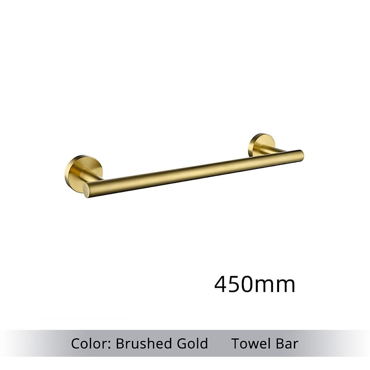 Bathroom Hardware Set Accessories Kit Brushed Stainless Steel Round Wall Rack Hand Bar Toilet Roll Paper Holder Robe Towel Hook,BG,Towel bar,45cm