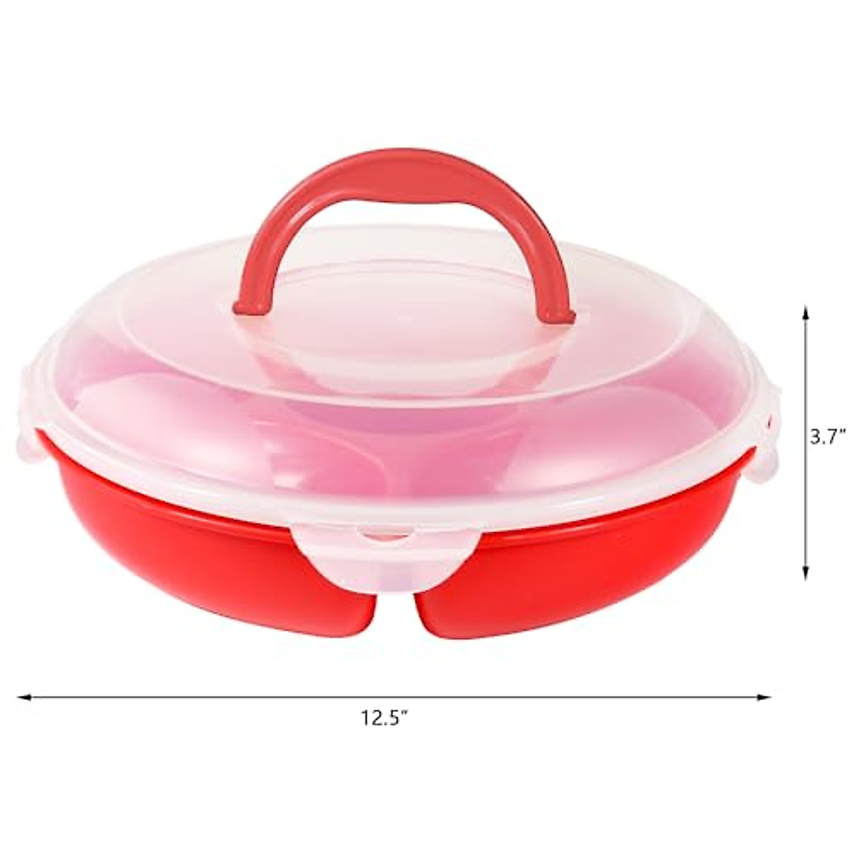 FEOOWV 78oz Food Storage Container With Dividers-Halloween Candy Tray with Lid and Handle 6 Compartments for Party Platter,Vegetable Relish Fruit Tray,Snackle box (Red)