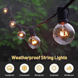 Upook Outdoor String Lights G40 Globe Patio Lights 25 Ft 27 Clear Bulbs (2 Spare) Indoor Commercial Decor Outdoor Lights Connectable Waterproof for Christmas Party Wedding Garden Porch Deck, Black…