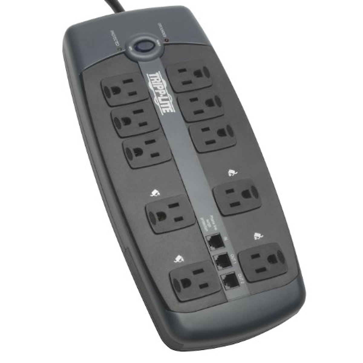 Tripp Lite TLP1008TEL 10 Outlet Surge Protector Power Strip, 8ft Cord, Tel/DSL Protection, RJ11, & Dollar 150,000 Insurance Silver