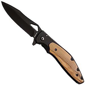 Fox Edge Olea Folding EDC Pocket Knife Stainless Steel 3.15” Blade - Olive Wood Scales Handle - Modern Folding Blade Flipper Knife Every Day Carry