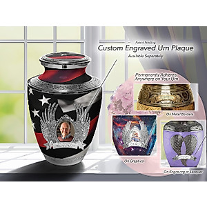 Red Line Firefighter Cremation Urn for Human Ashes for Funeral, Burial or Home. Cremation Urns for Ashes Adult Male Large Urns for Dad and Cremation Urns for Human Ashes Large